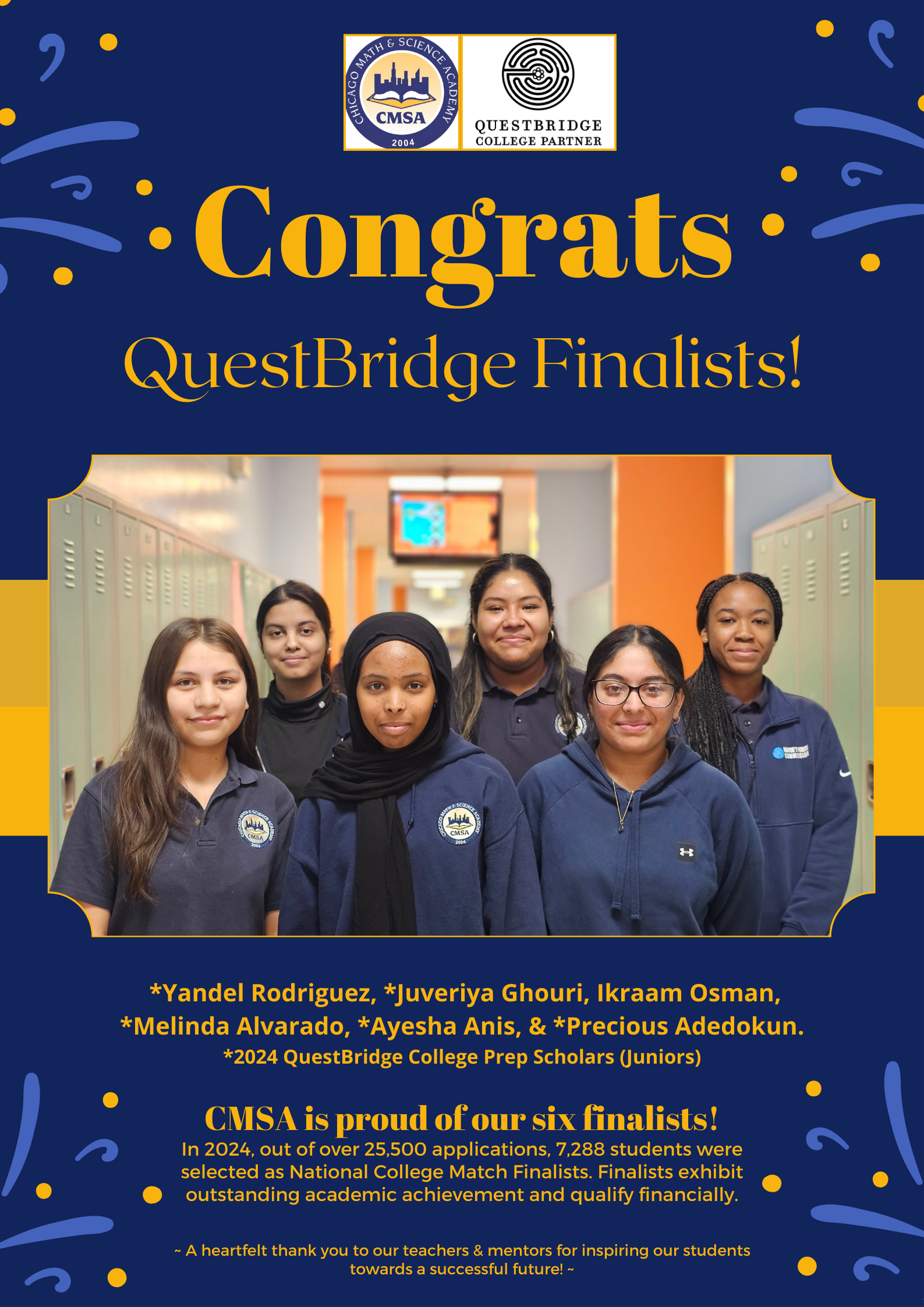 Presenting our Questbridge Finalists | Chicago Math and Science Academy ...