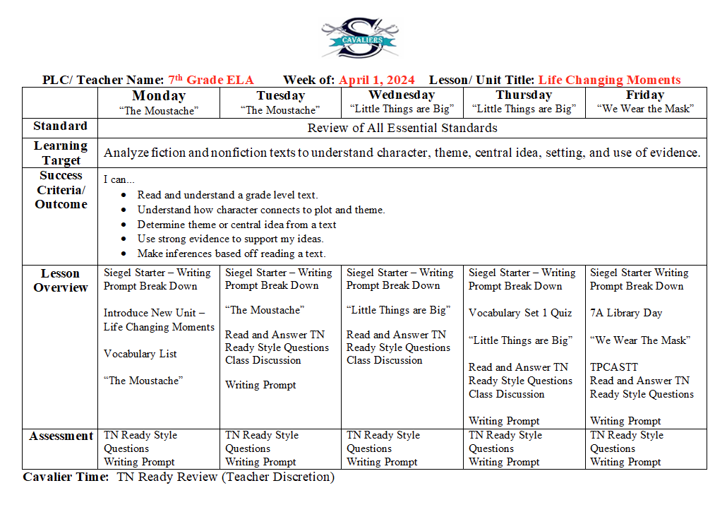 ELA 7th Grade Office hours: Mondays between 8:30 A.M. and 9:00 A.M ...