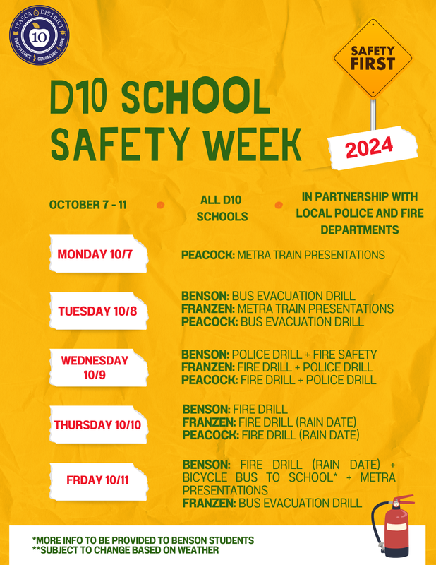 School Safety Week - October 7 - 11, 2024 | Elmer H. Franzen ...