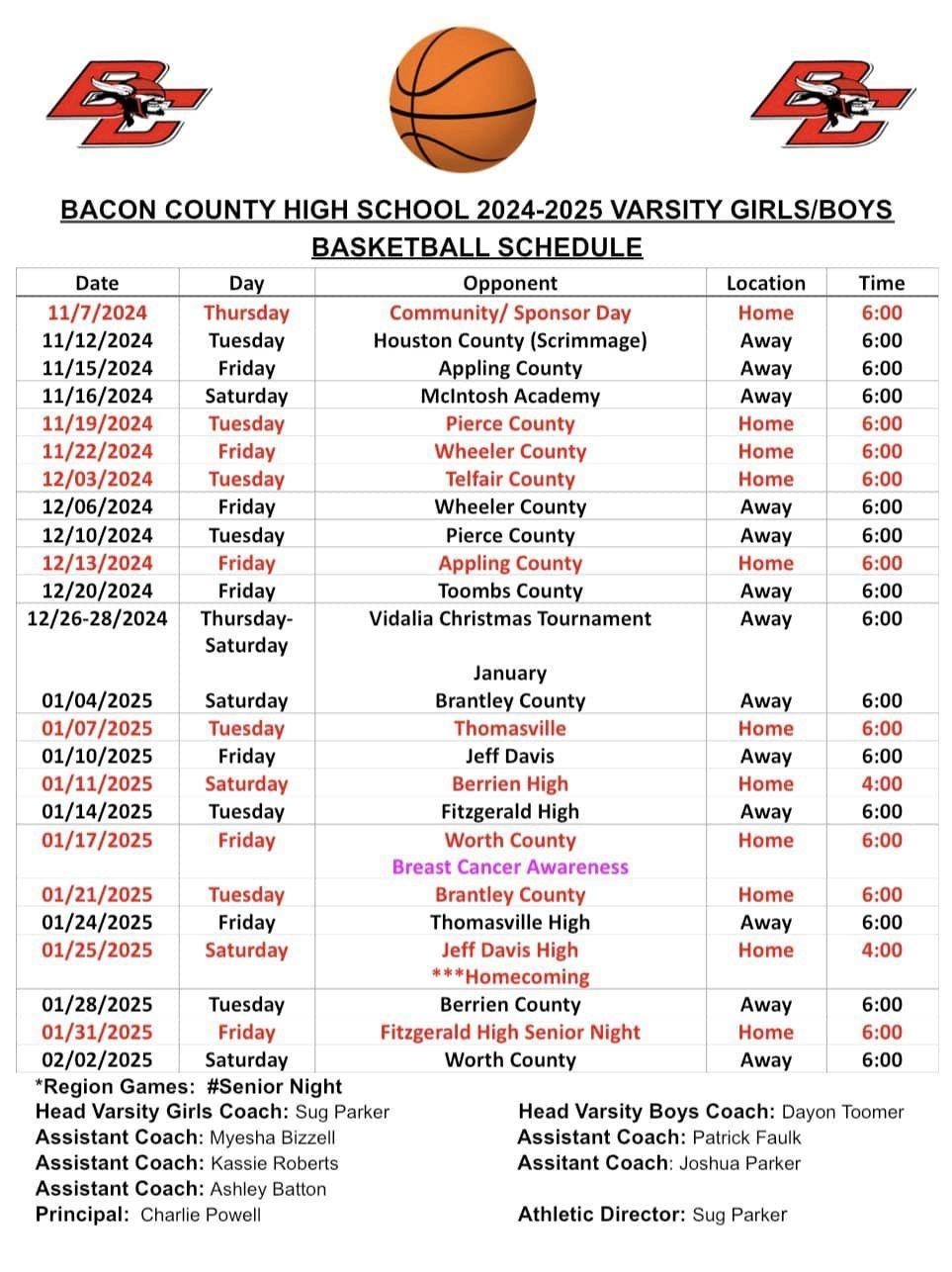 BCHS Basketball – Basketball – Bacon County School District