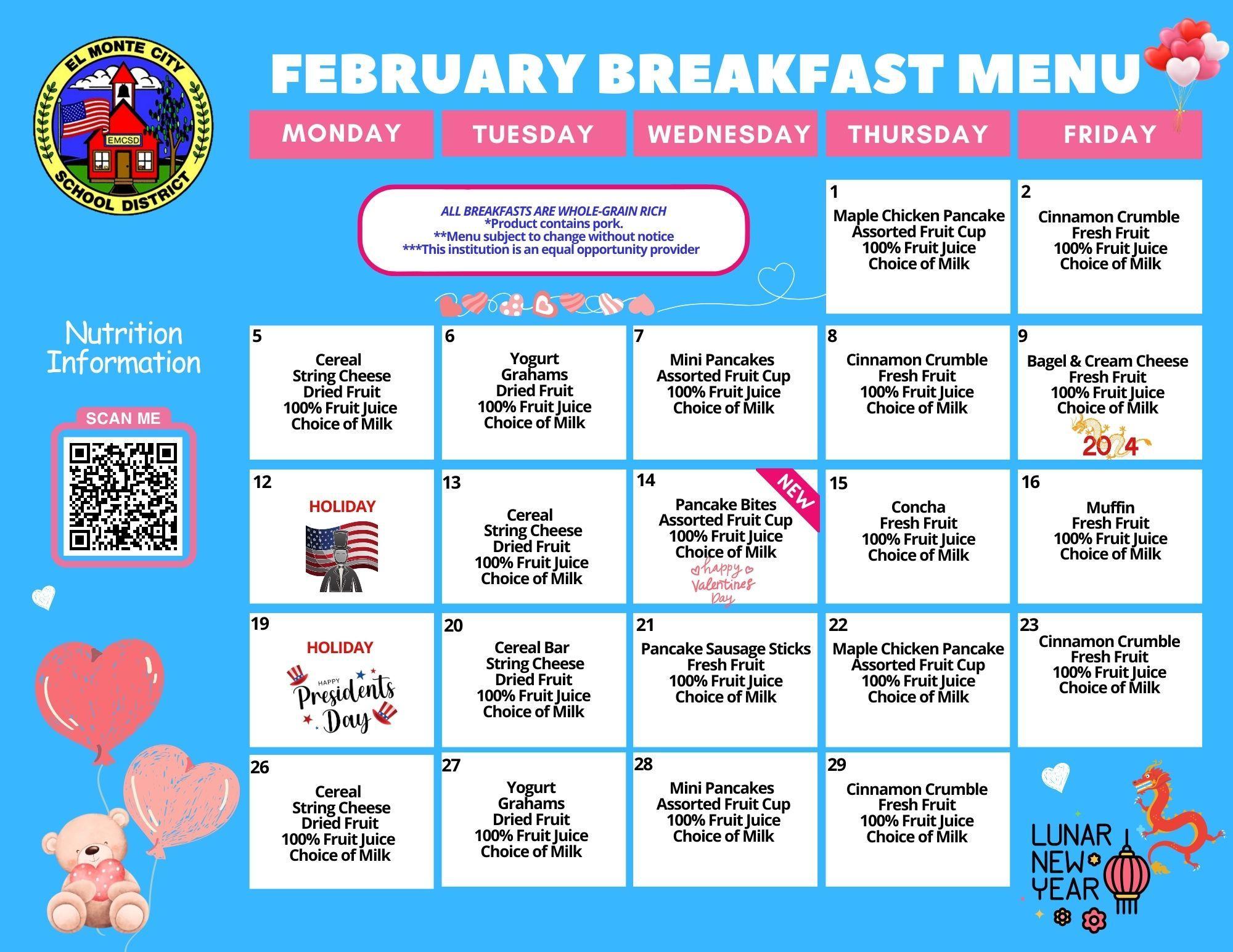 Menus & Meal Programs – Nutrition Services – El Monte City School District