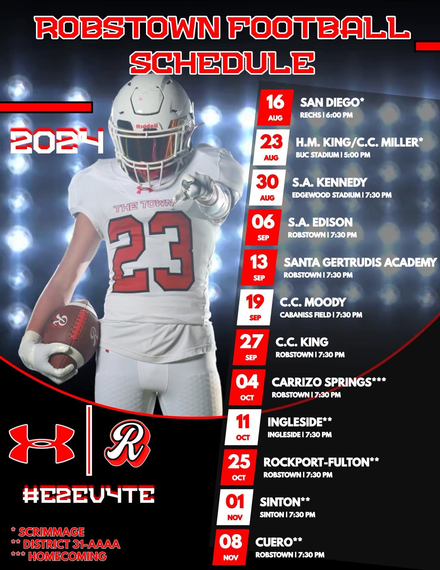 Fall 2024 Schedules – Athletics – Robstown Independent School District