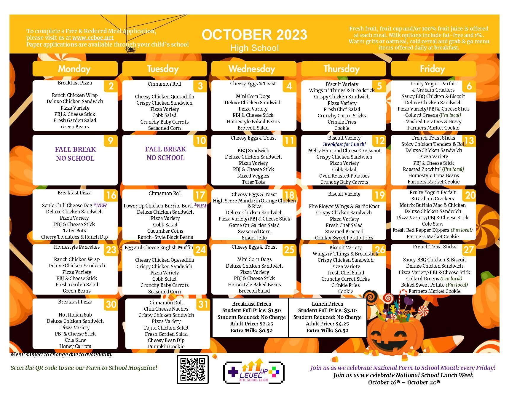 Menus – School Nutrition – Columbia County Schools