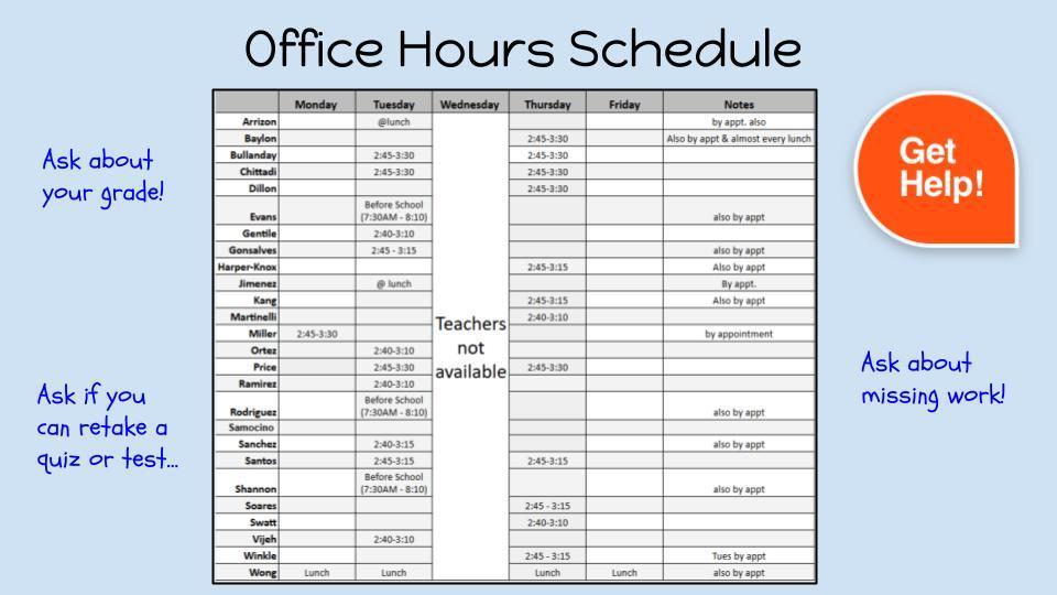 Office Hours – Student Resources – Bohannon Middle School