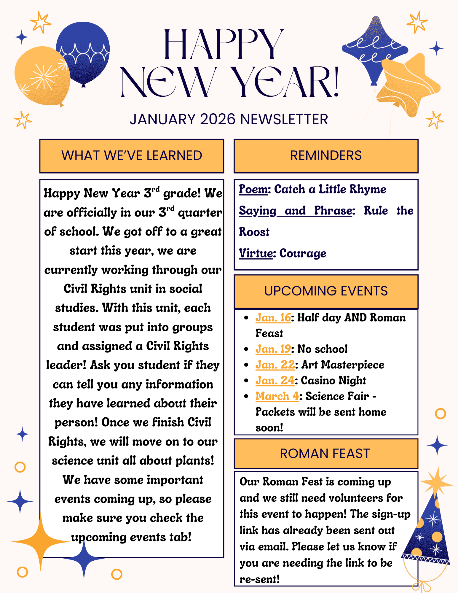 Newsletters – 3rd Grade – Benchmark School