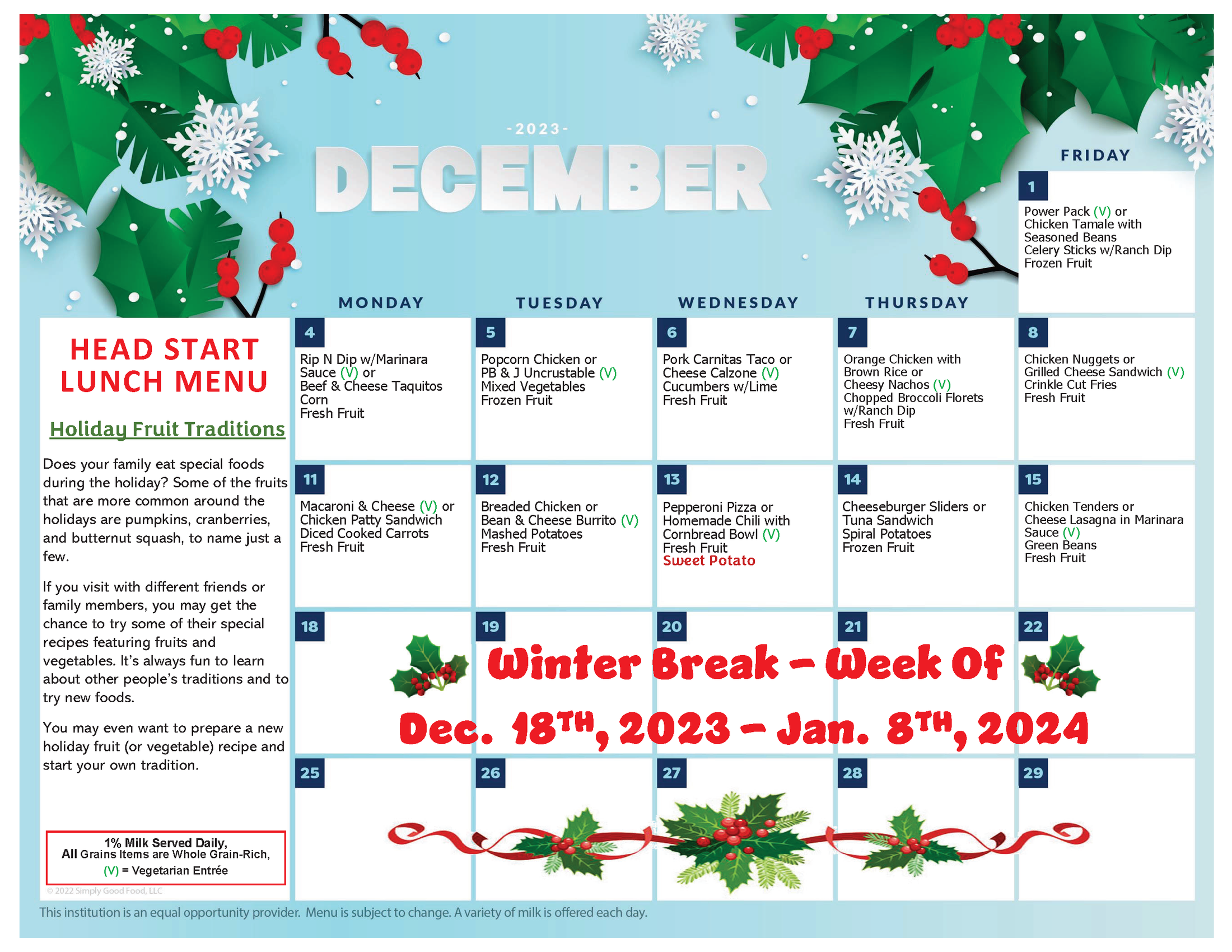 Menus – Nutrition Services – Montebello Unified School District