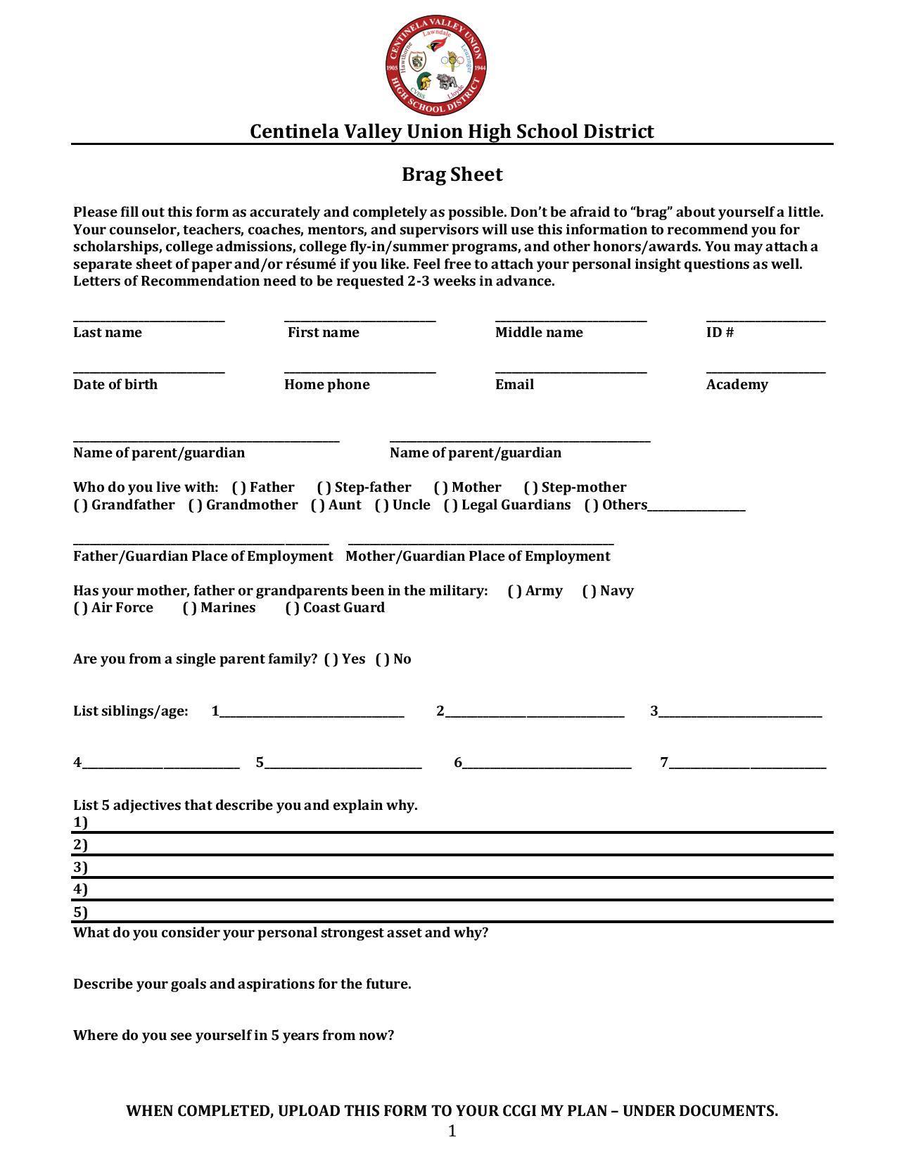 BRAG SHEET Counseling R K Lloyde Continuation High School