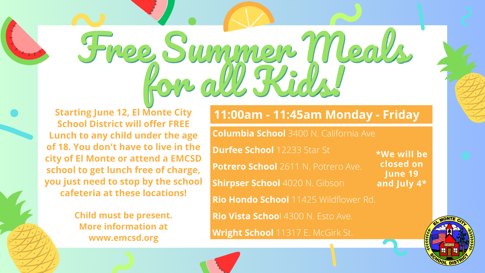 Menus & Meal Programs – Nutrition Services – El Monte City School District