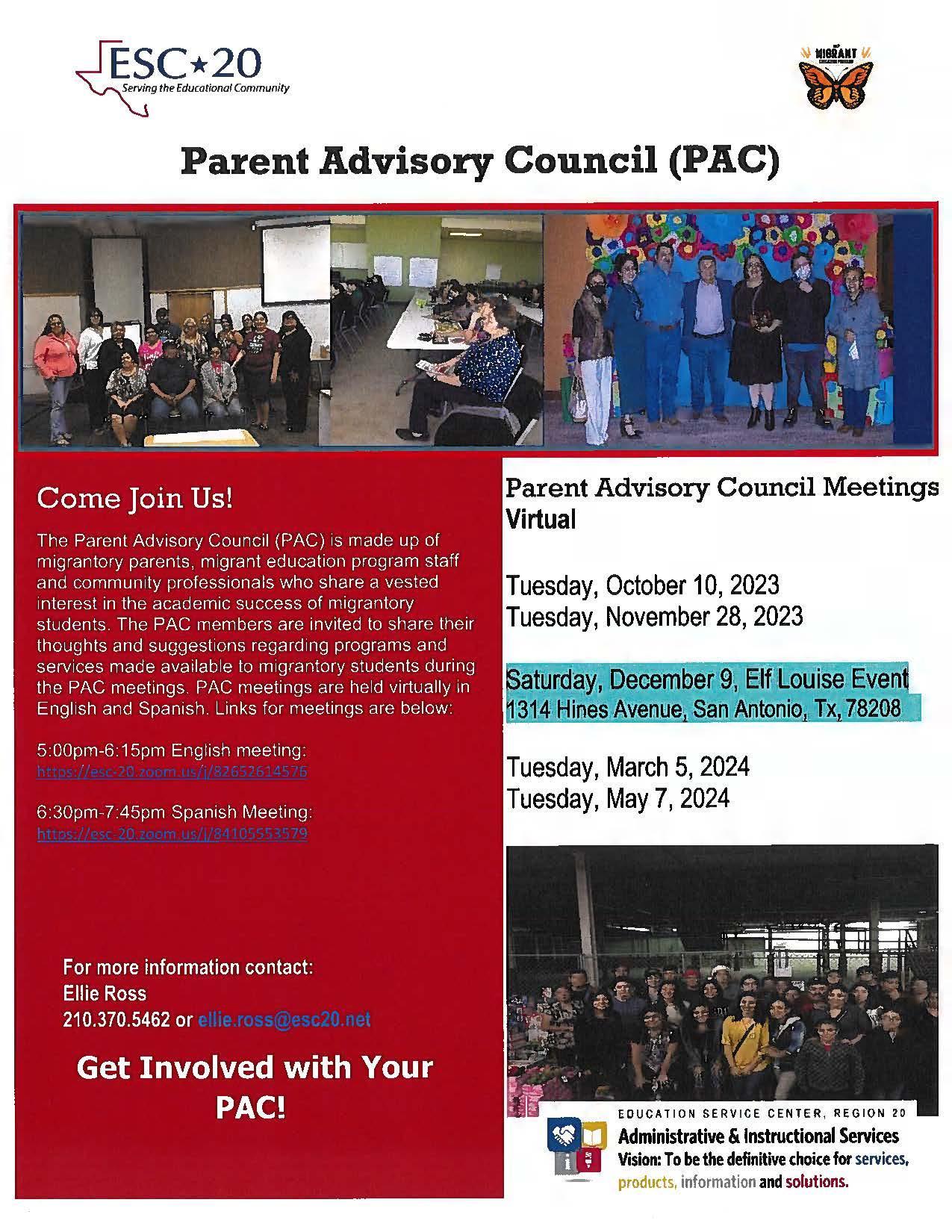 Parent Advisory Council (PAC) – Migrant Education – ESC-20