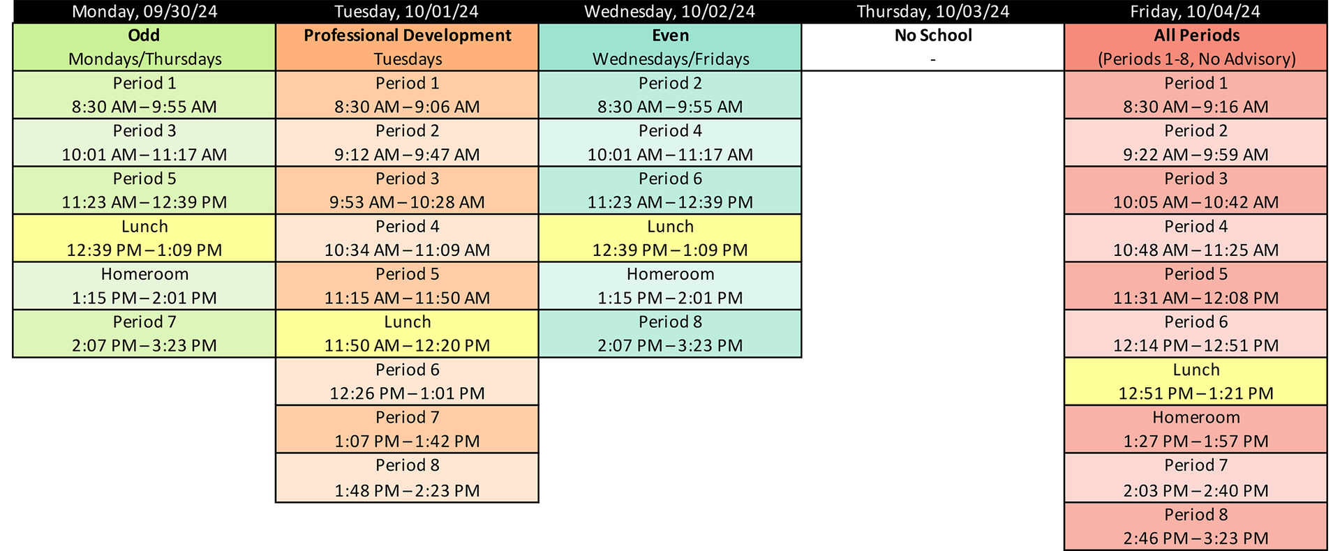 Bell Schedule – ABOUT US – West Adams Preparatory Senior High
