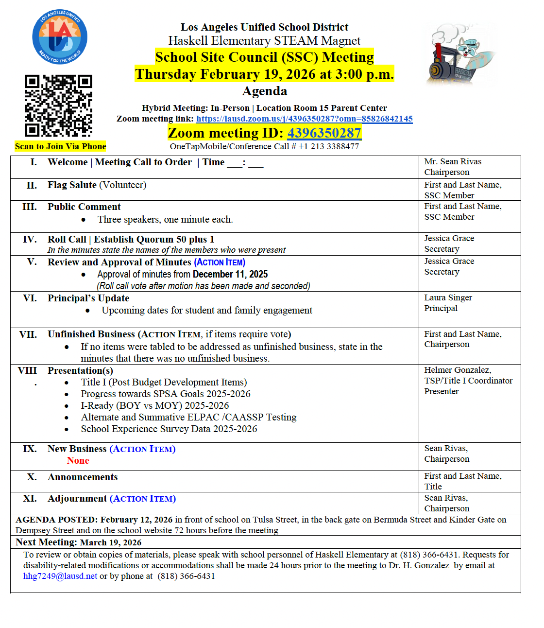 School Site Council (SSC) – Parents – Haskell Elementary STEAM Magnet