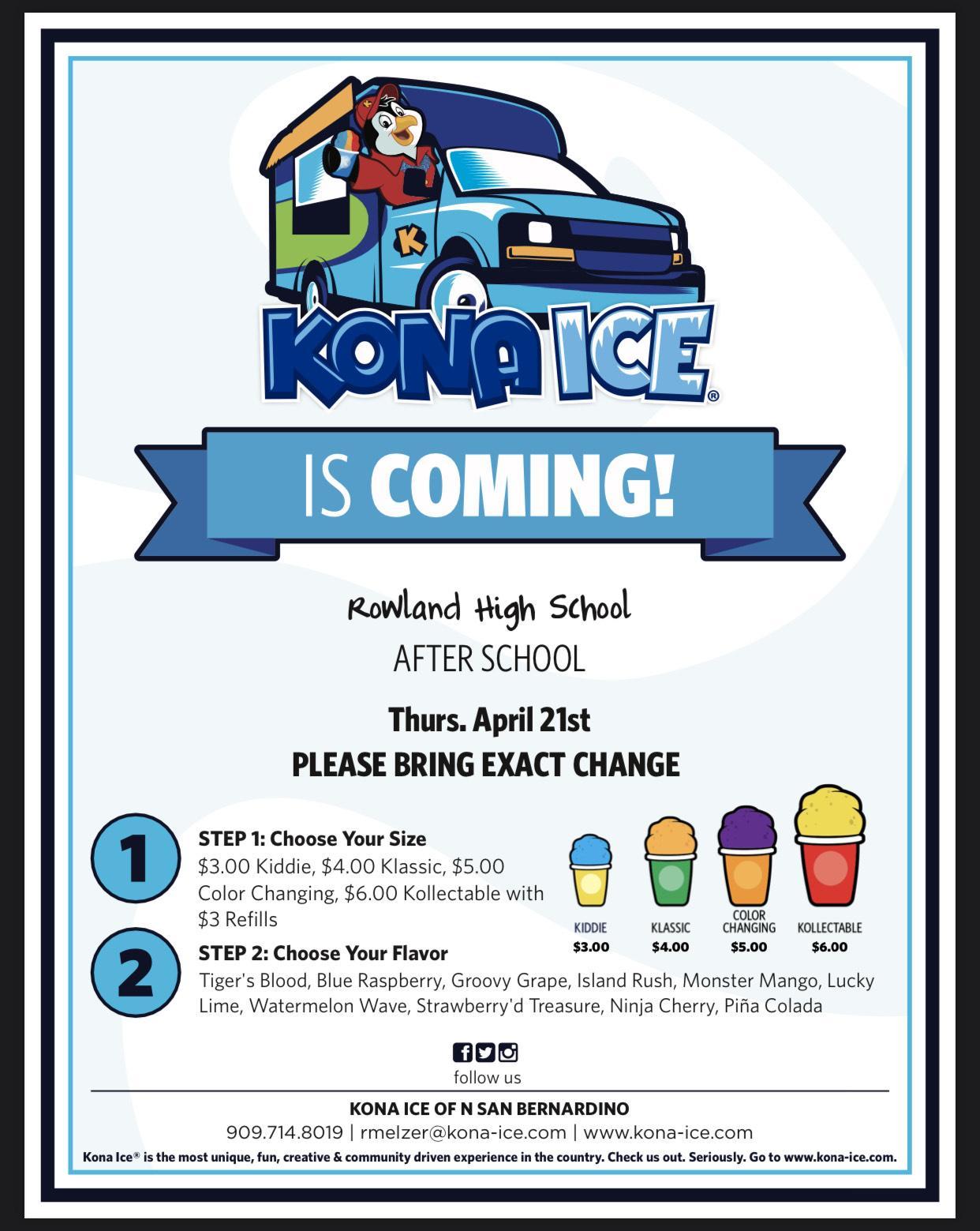 Kona Ice Fundraiser | Rowland Unified School District