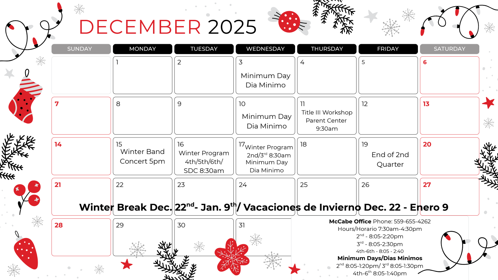 School Calendar – About Us – McCabe Elementary School