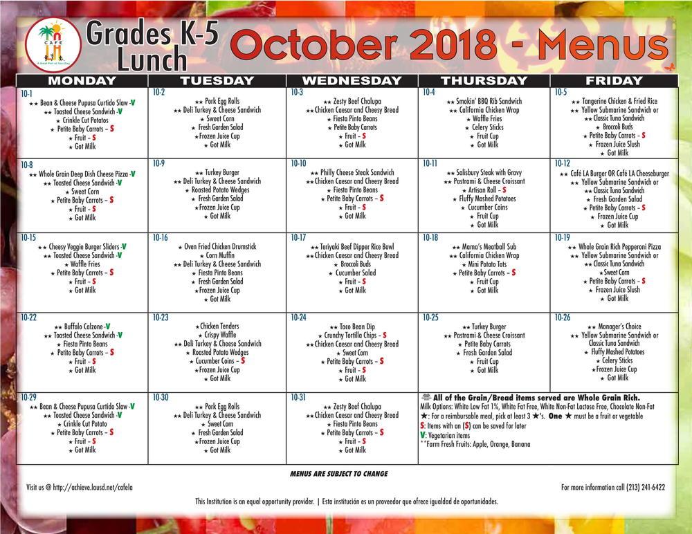 Cafeteria Schedule – Resources – Camellia Avenue Elementary