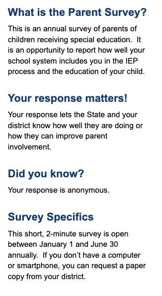 Parent Involvement Survey Information – Students with Disabilities ...