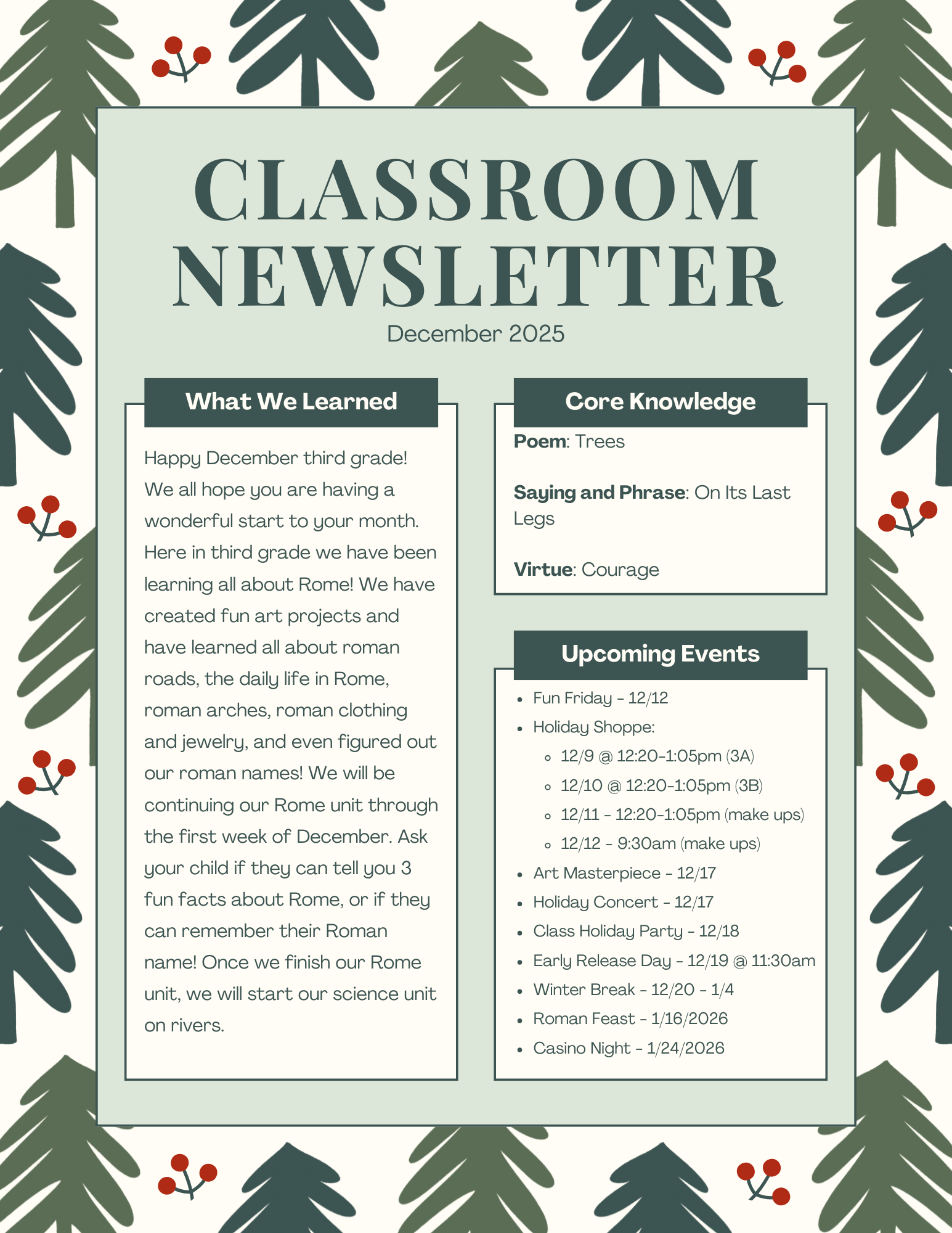 Newsletters – 3rd Grade – Benchmark School