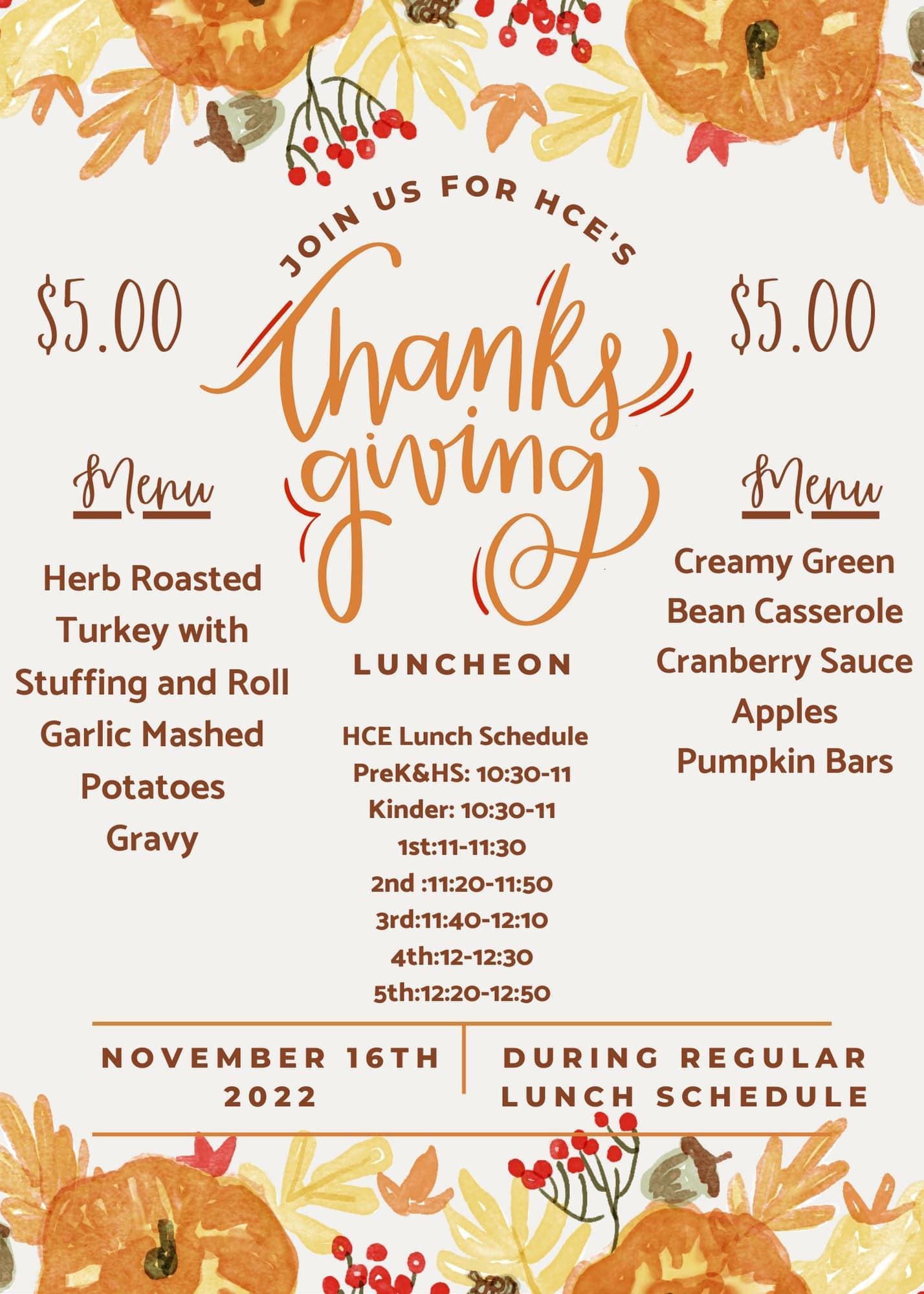 RSVP for this year's HCE Thanksgiving Luncheon | Hill Country ...