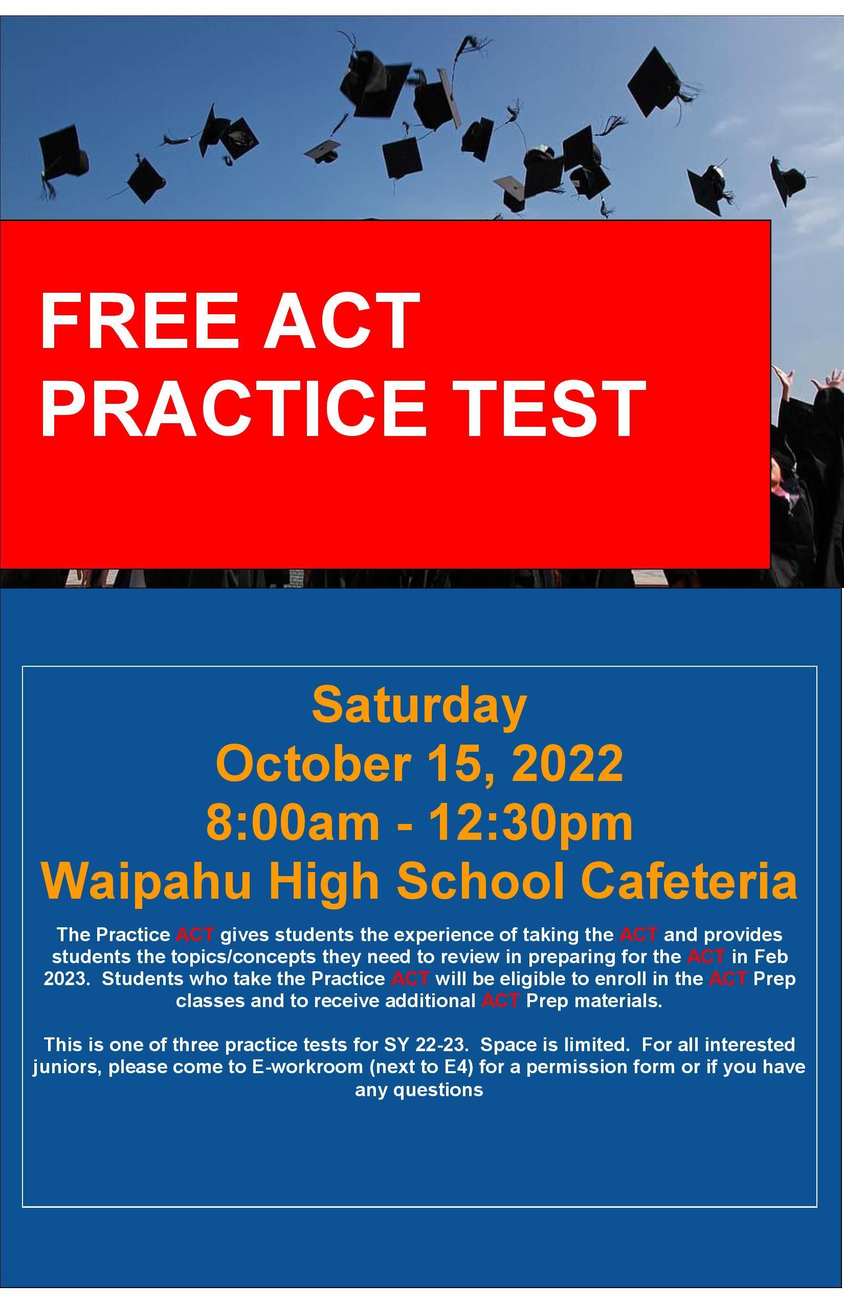 ACT Assessments Waipahu High School ACT Assessments Waipahu High School