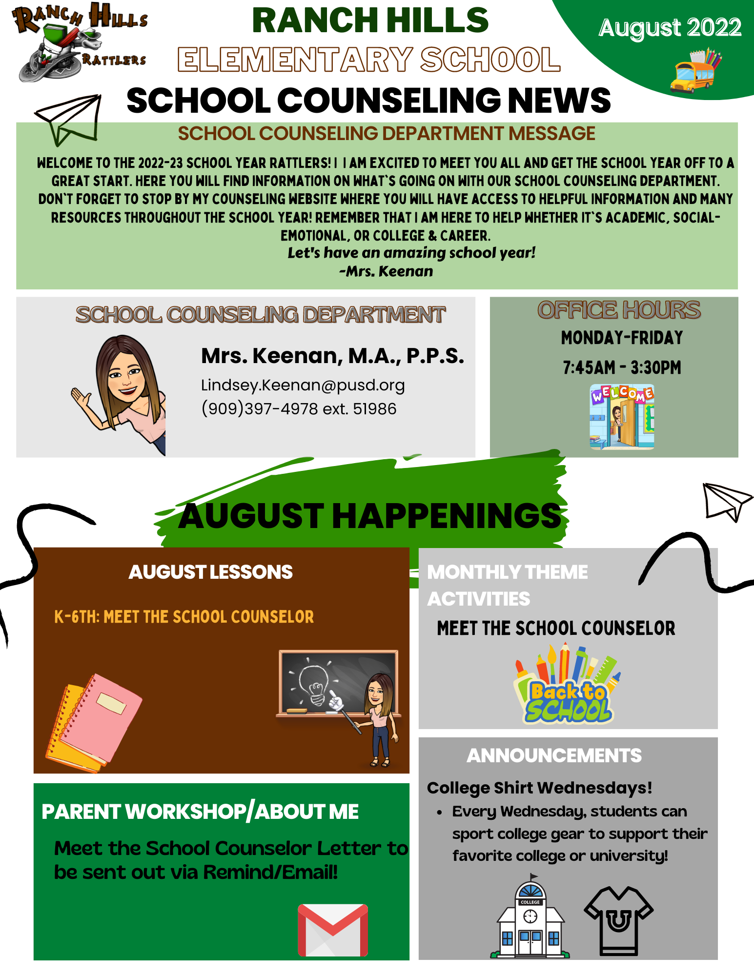 Newsletter – School Counselor – Ranch Hills Elementary School