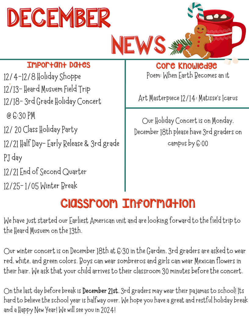 Newsletters – 3rd Grade – Benchmark School