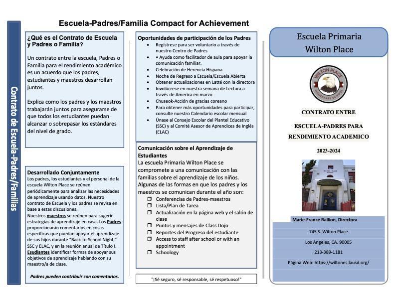 School-Parent Compact - Spanish – School-Parent Compact – Wilton Place ...