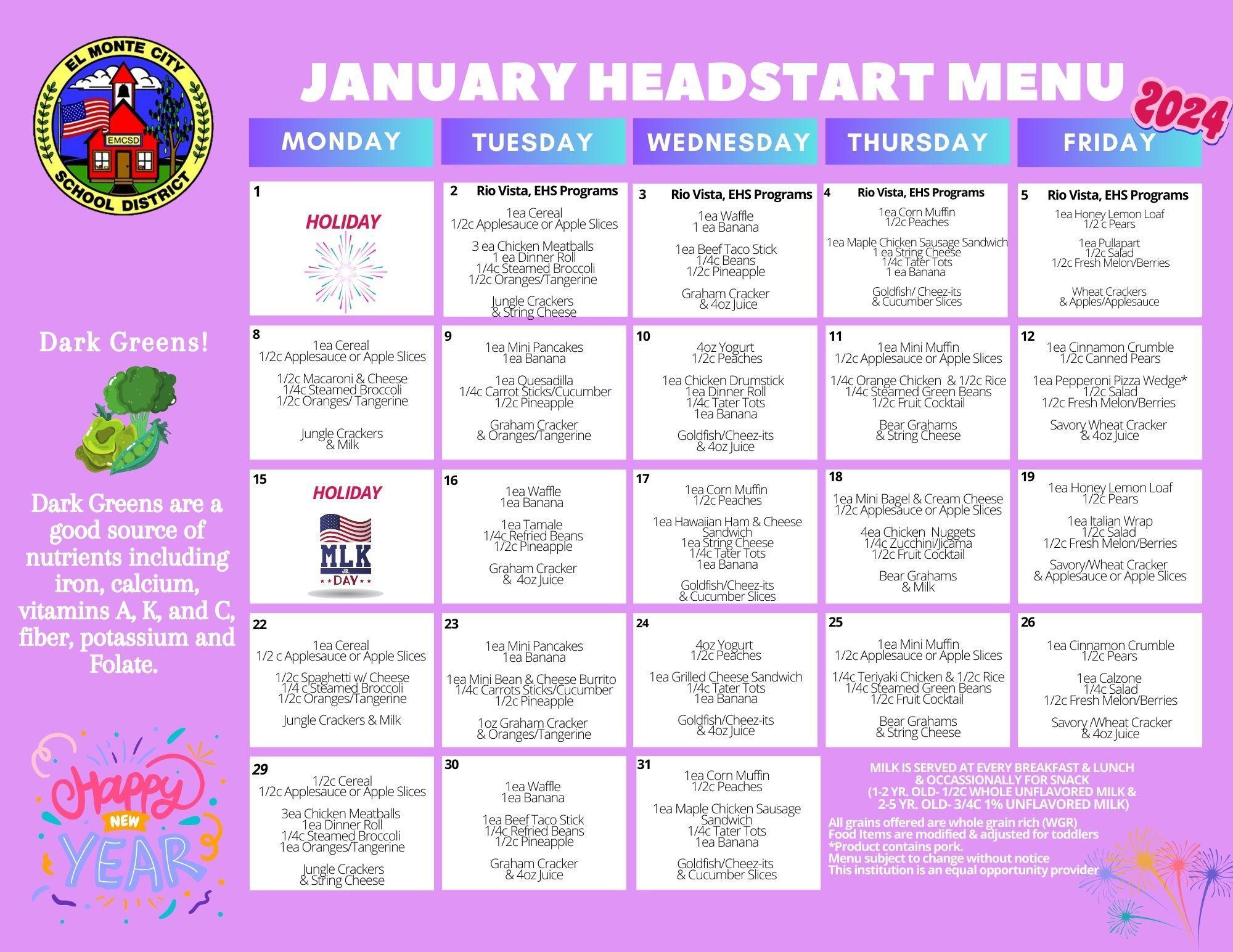 Menus & Meal Programs – Nutrition Services – El Monte City School District