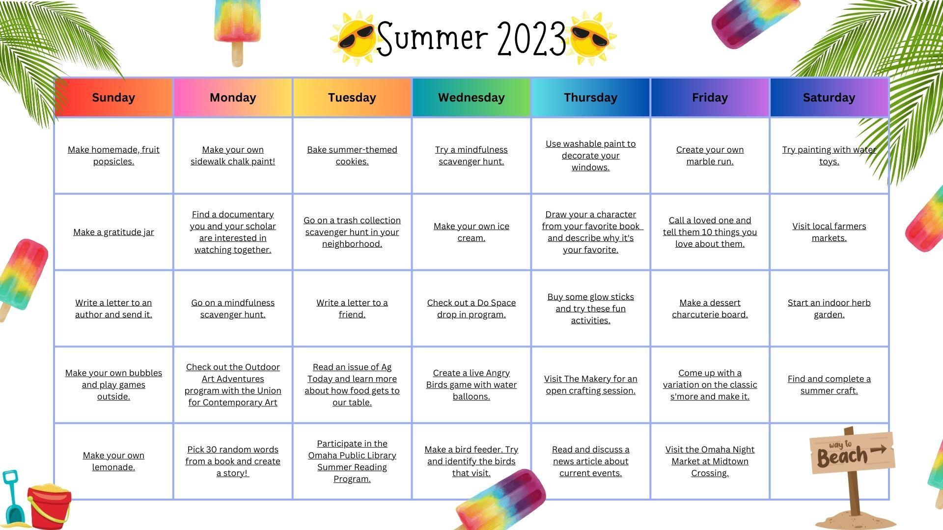 Activity Calendars - Family Engagement - Nelson Mandela Elementary