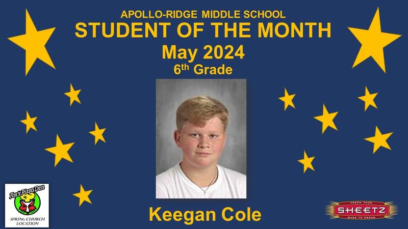 A-RMS Students of the Month Award Winners for May | Apollo-Ridge Middle ...