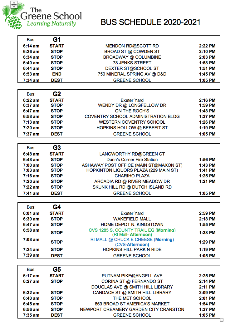 Bus Routes – Families – The Greene School