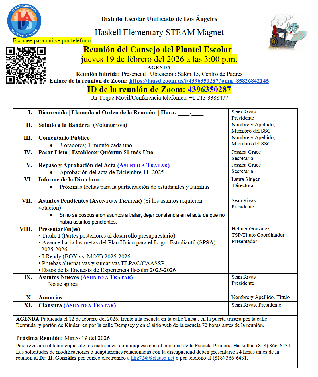 School Site Council (SSC) – Parents – Haskell Elementary STEAM Magnet
