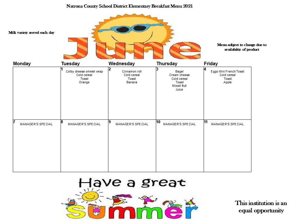 Menus – Food Services – Natrona County School District 1