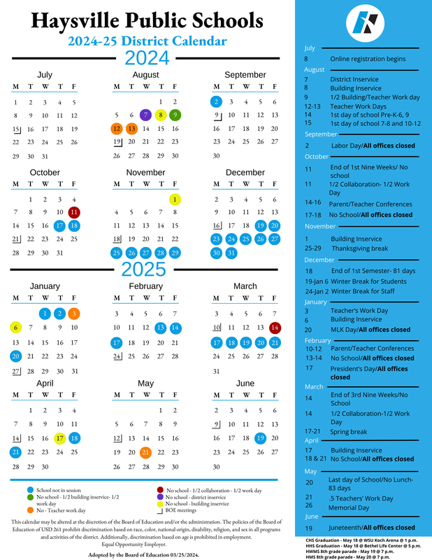 2024 2025 School Calendar Haysville Unified School District 261 2024 2025 School Calendar Haysville Unified School District 261