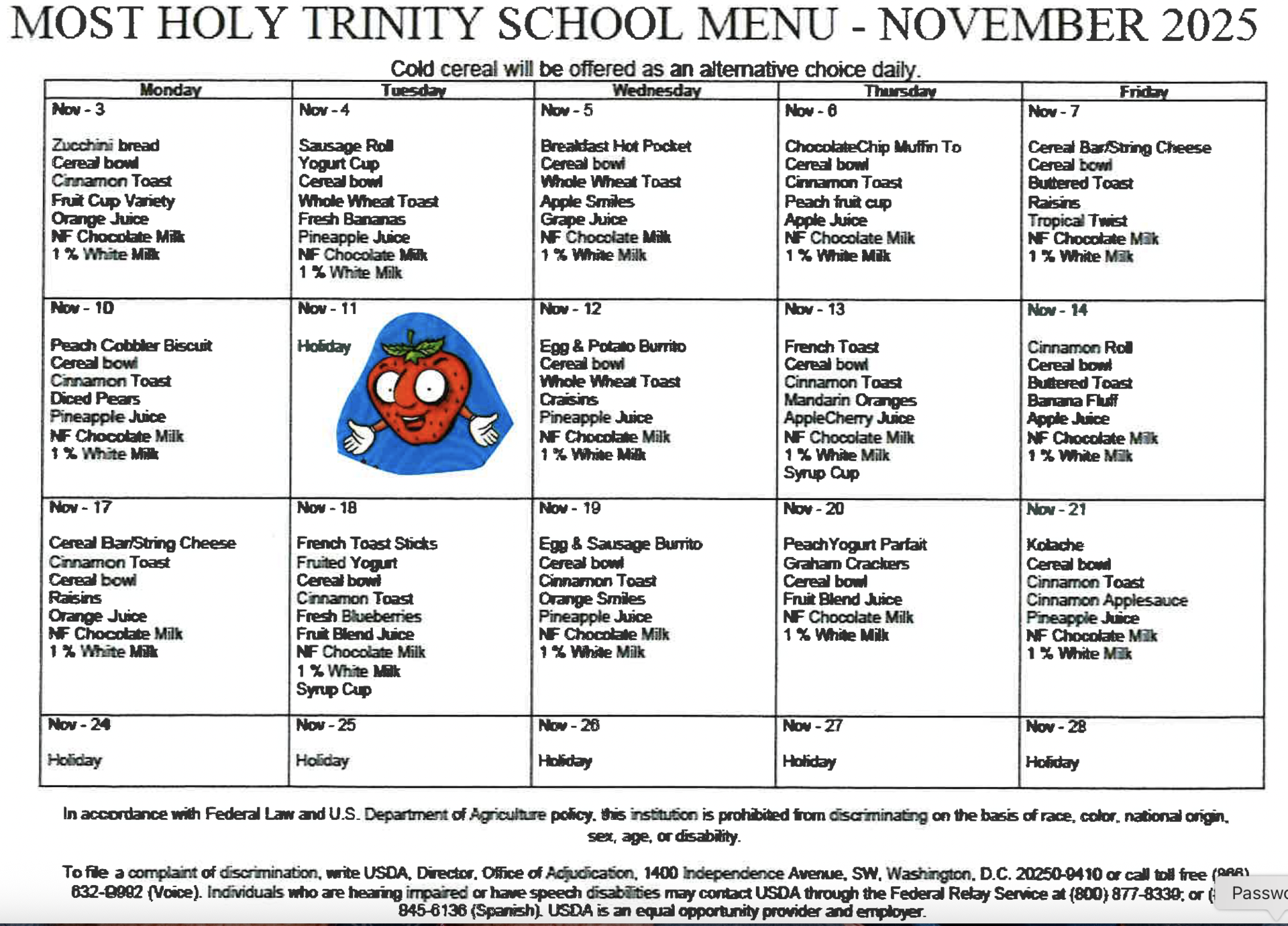 Breakfast & Lunch Menus – Parents – Most Holy Trinity Catholic School