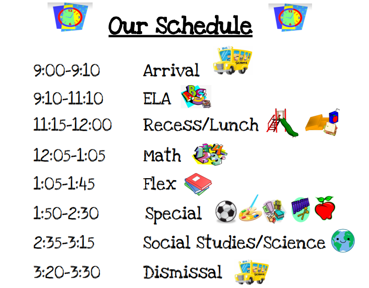 Daily Schedule – Michele Beninda – Robertsville Elementary School