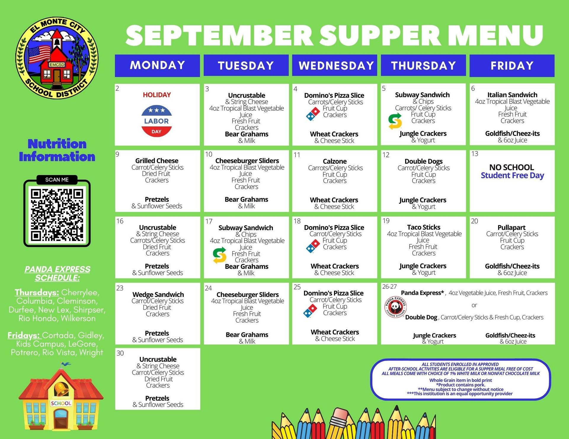 Menus & Meal Programs – Nutrition Services – El Monte City School District