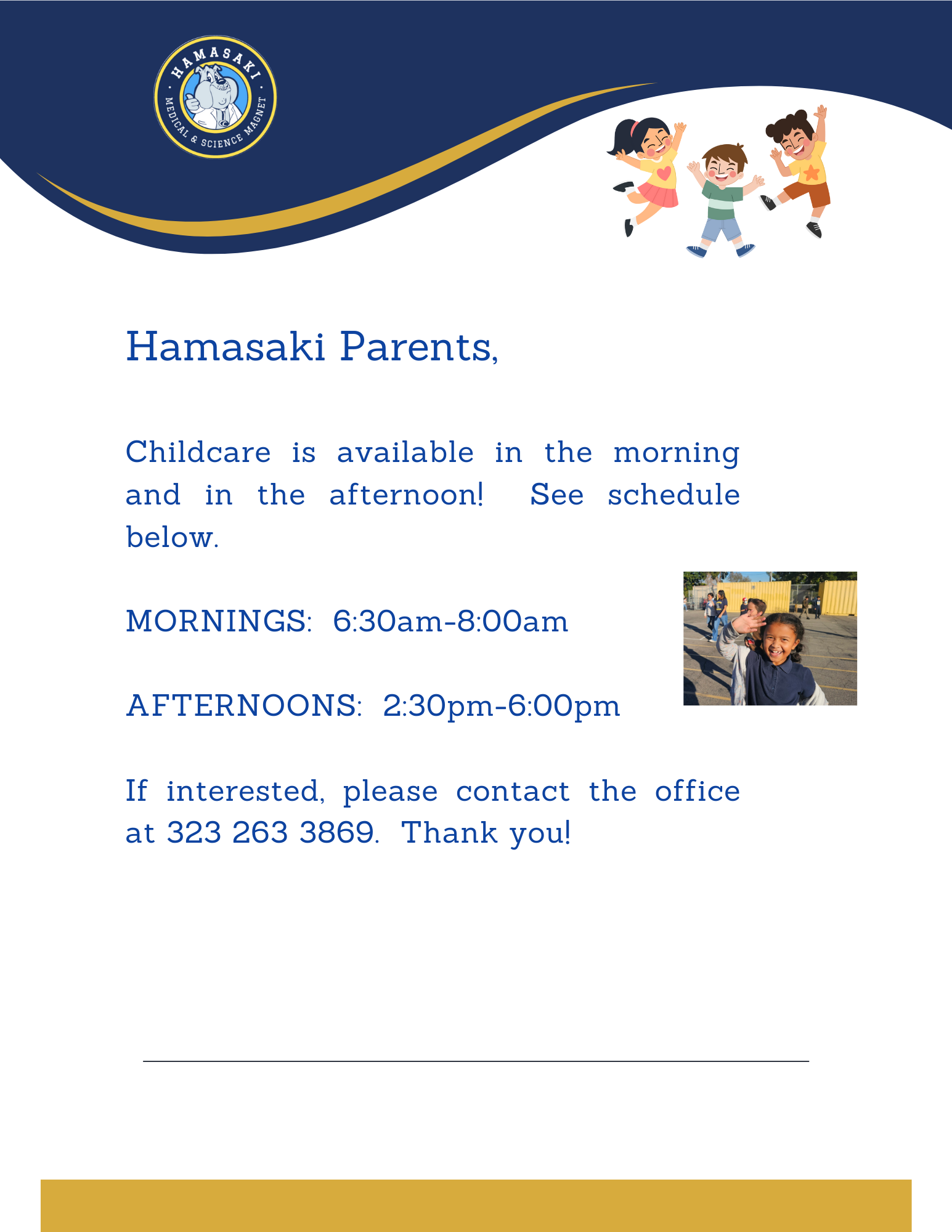 Morning and Afternoon Programs – Our School – Morris K Hamasaki Medical ...