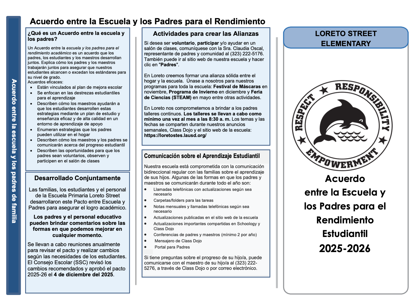 Compact and Engagement Policy – Parents – Loreto Street Elementary