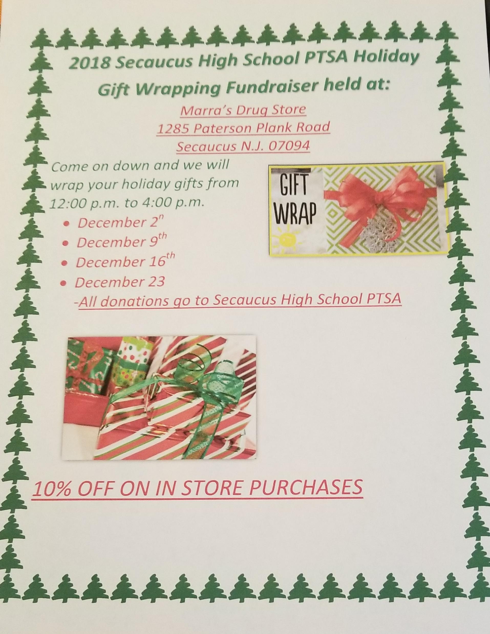 SHS PTSA Holiday Gift Wrapping Fundraiser! | Secaucus High School