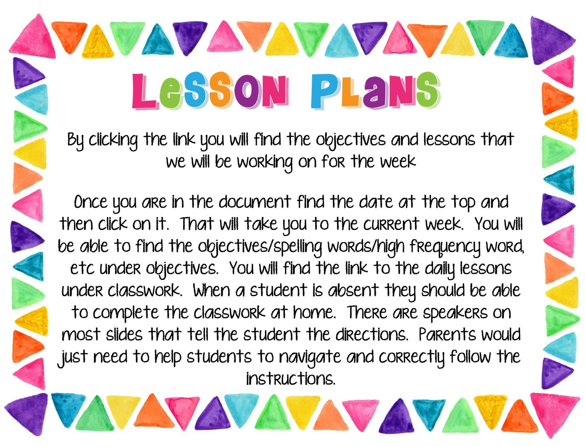 Lesson Plans – Diana Hlavsa – Level Green Elementary School