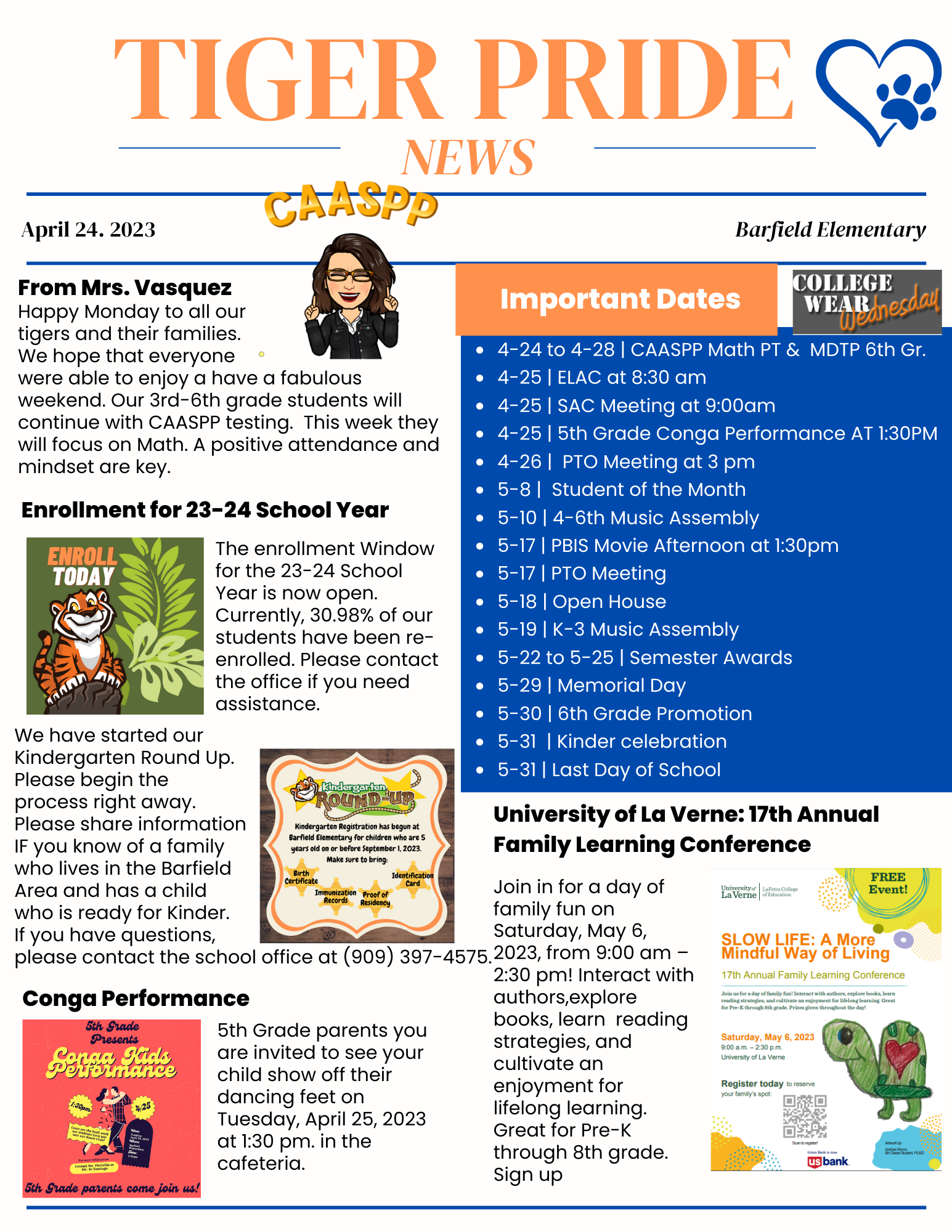 Tiger Pride News 4-24-23 | Barfield Elementary School