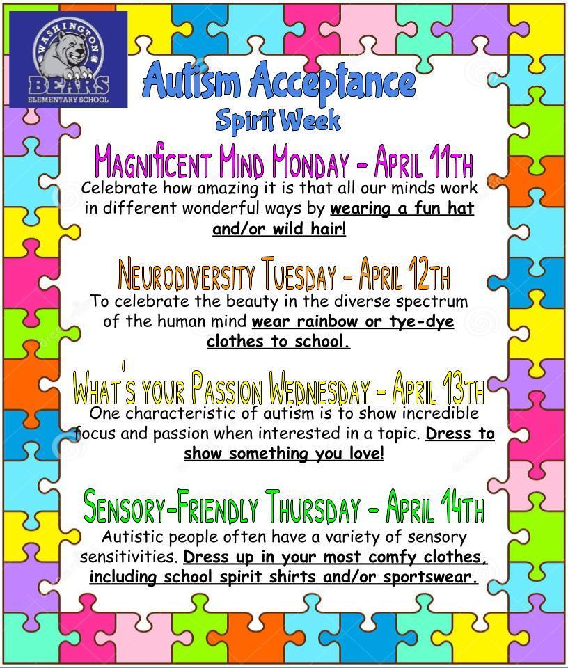 Autism Awareness Week Booker T Washington Elementary School
