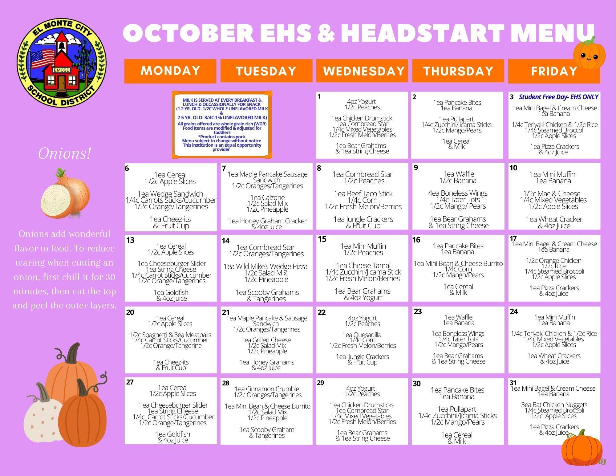 Menus & Meal Programs – Nutrition Services – El Monte City School District