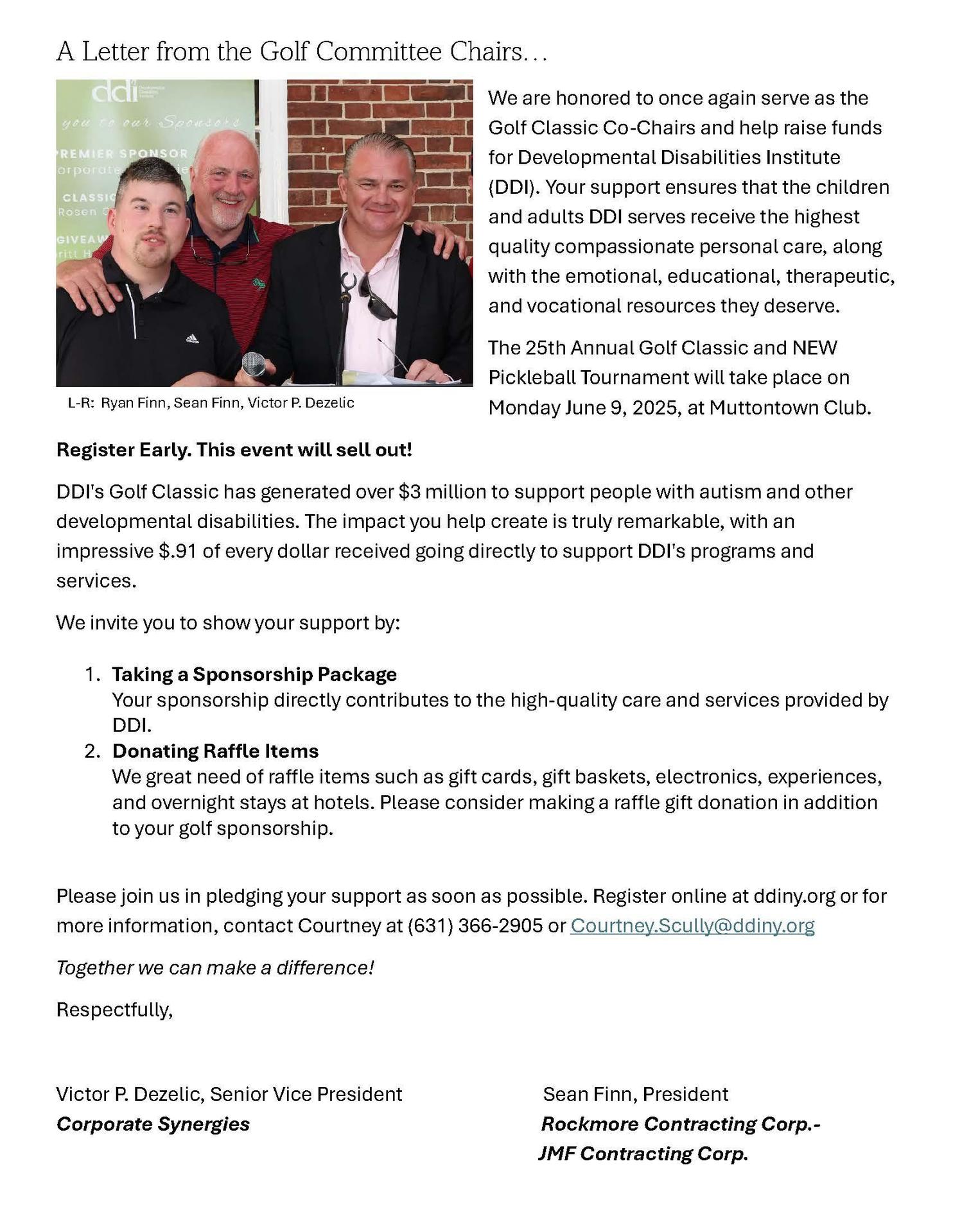 Letter from the Golf Co-Chairs – 25th Annual Golf Classic and ...