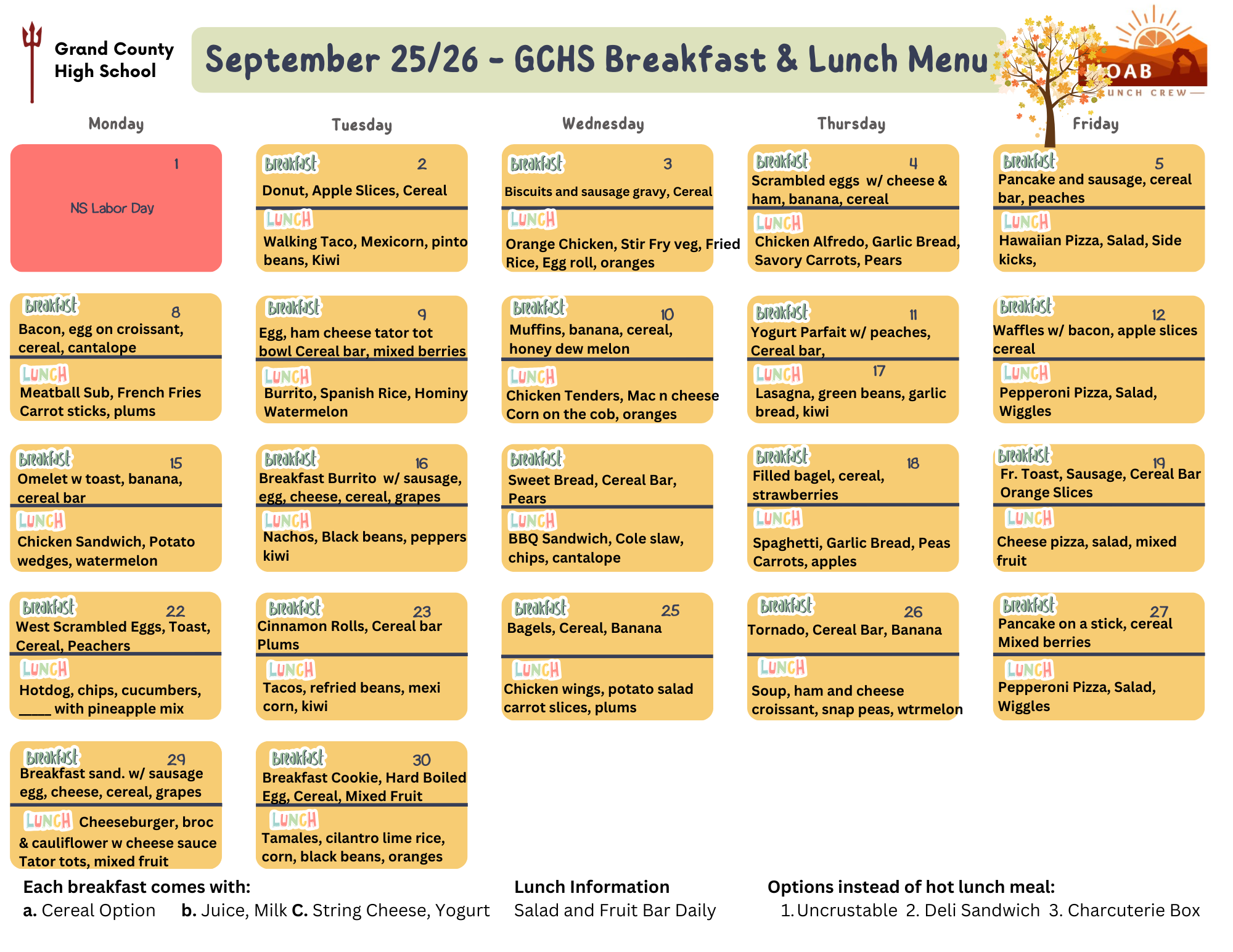 Menus – Child Nutrition Program – Grand County School District