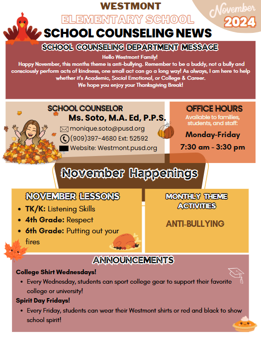 School Counseling Newsletter – School Counselor – Westmont Elementary ...