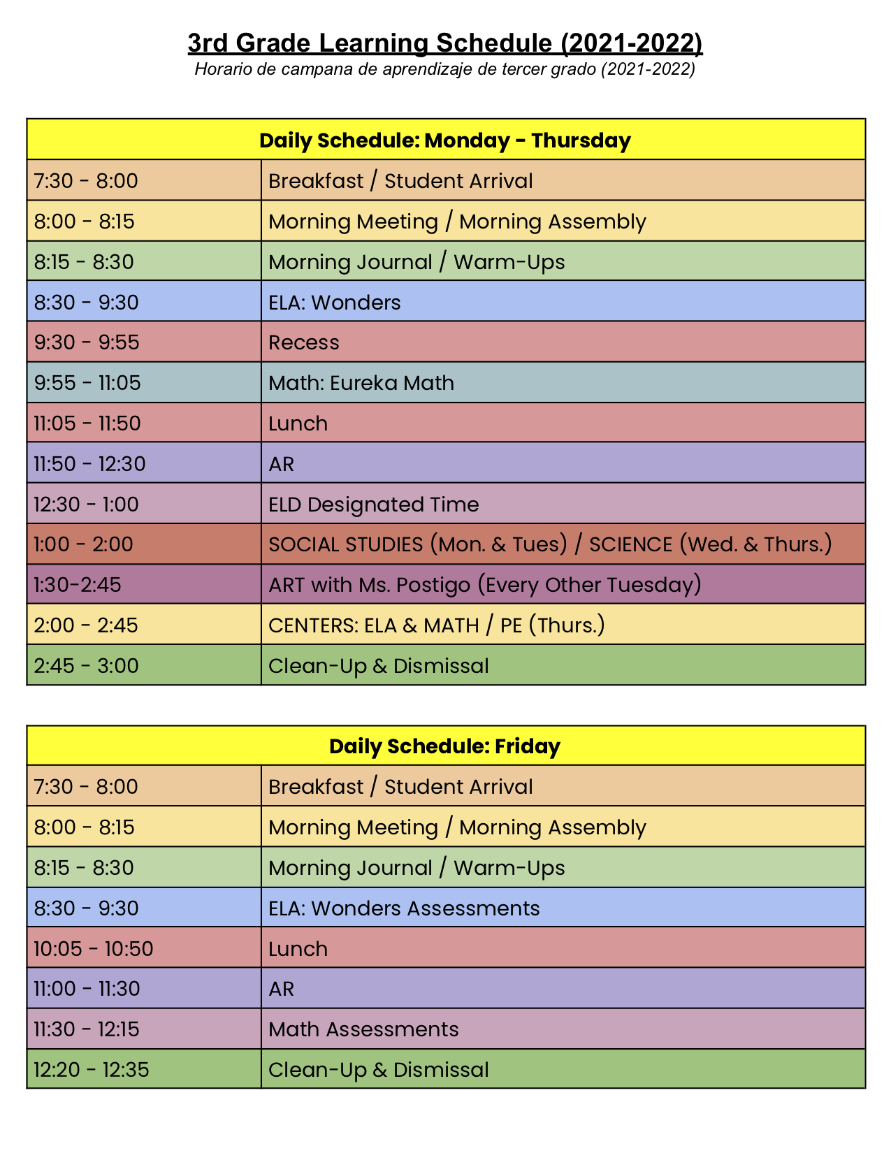 Class Schedule – C Gonzalez – Center for Advanced Learning