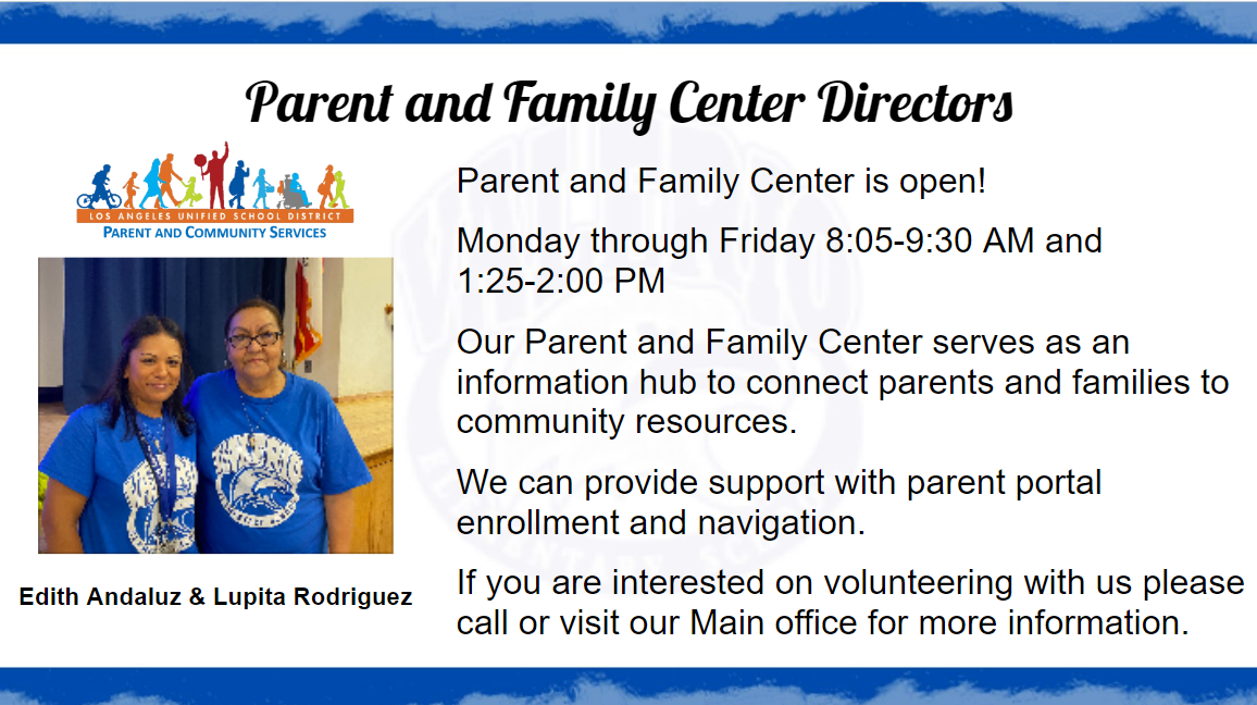 Parent Center Resources – Resources – Valerio Street Elementary School
