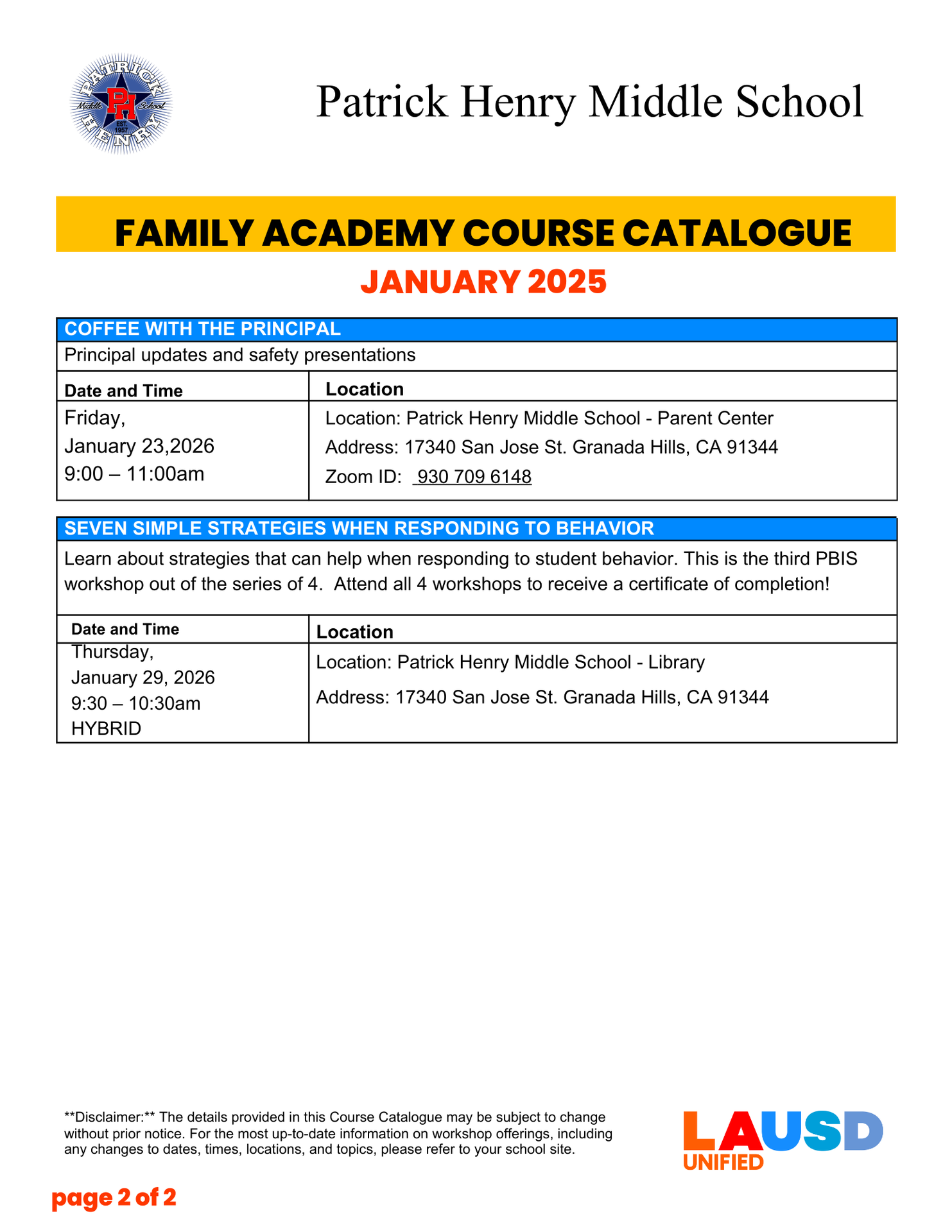 Weekly Update – About PHMS – Patrick Henry Middle School