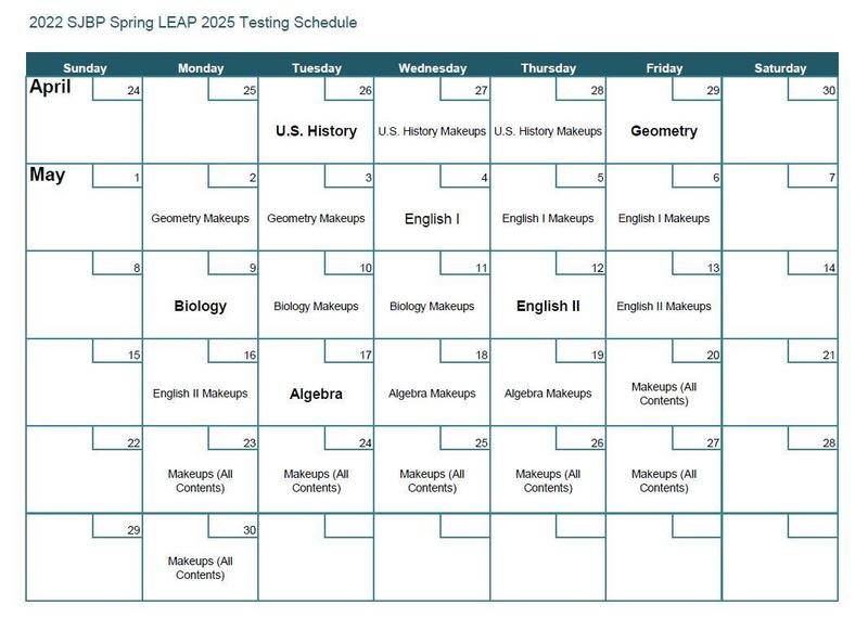 LEAP 2025 Spring Test Administration | East St. John High School