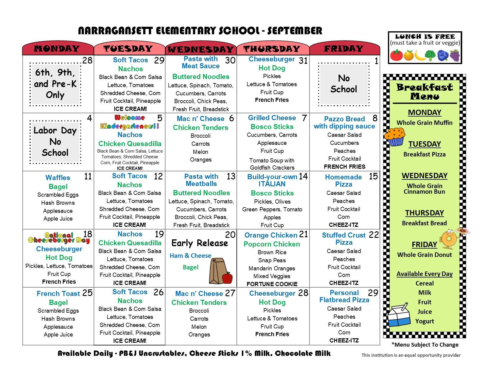 School Lunch Menu